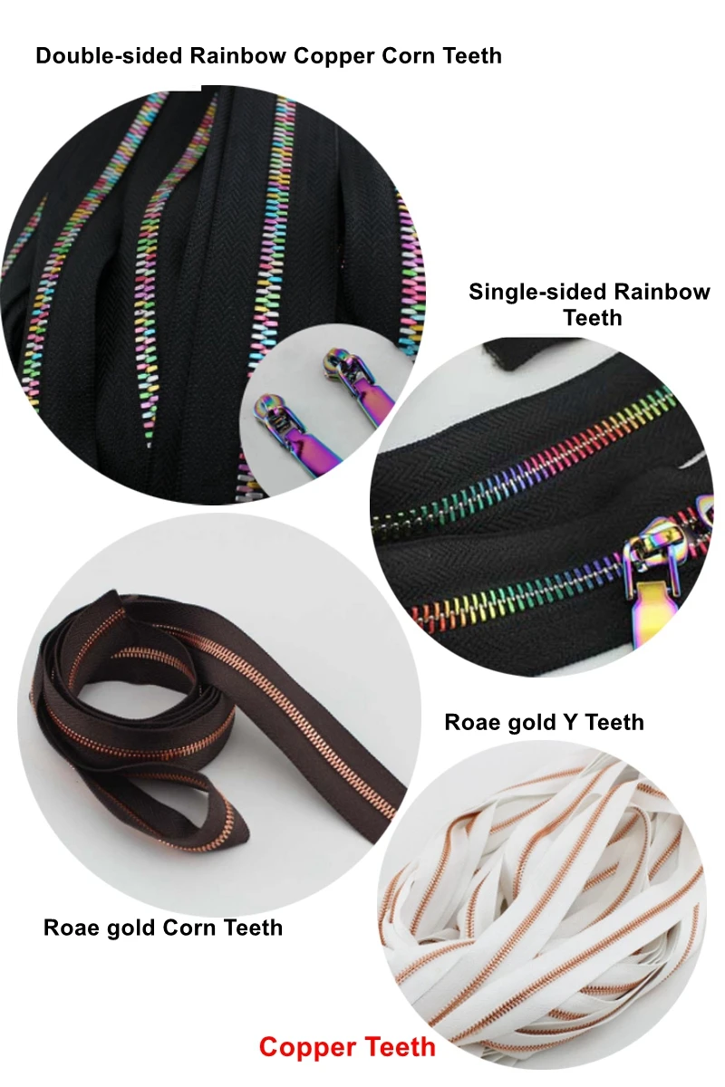 Custom 2 Way Metal Rose Gold Rainbow Color 3 5 Nylon Coil Zipper Tape ...