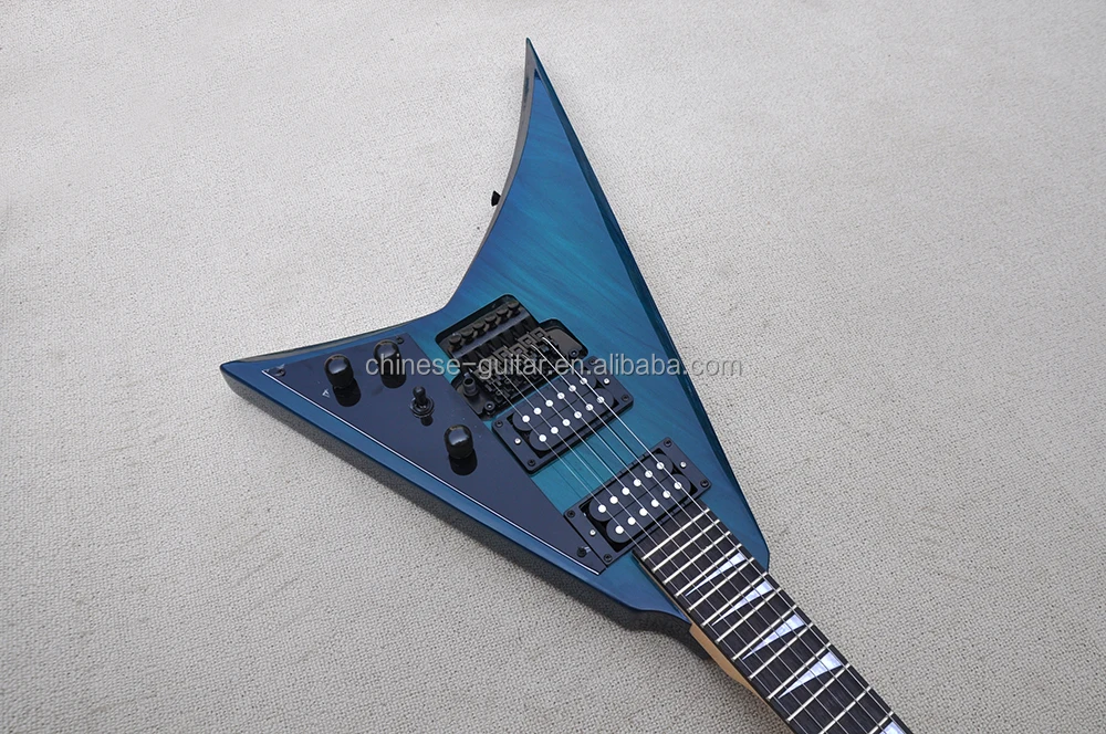 Flyoung Right-Handed Electric Blue Flying V Guitar with 6 Strings ODM
