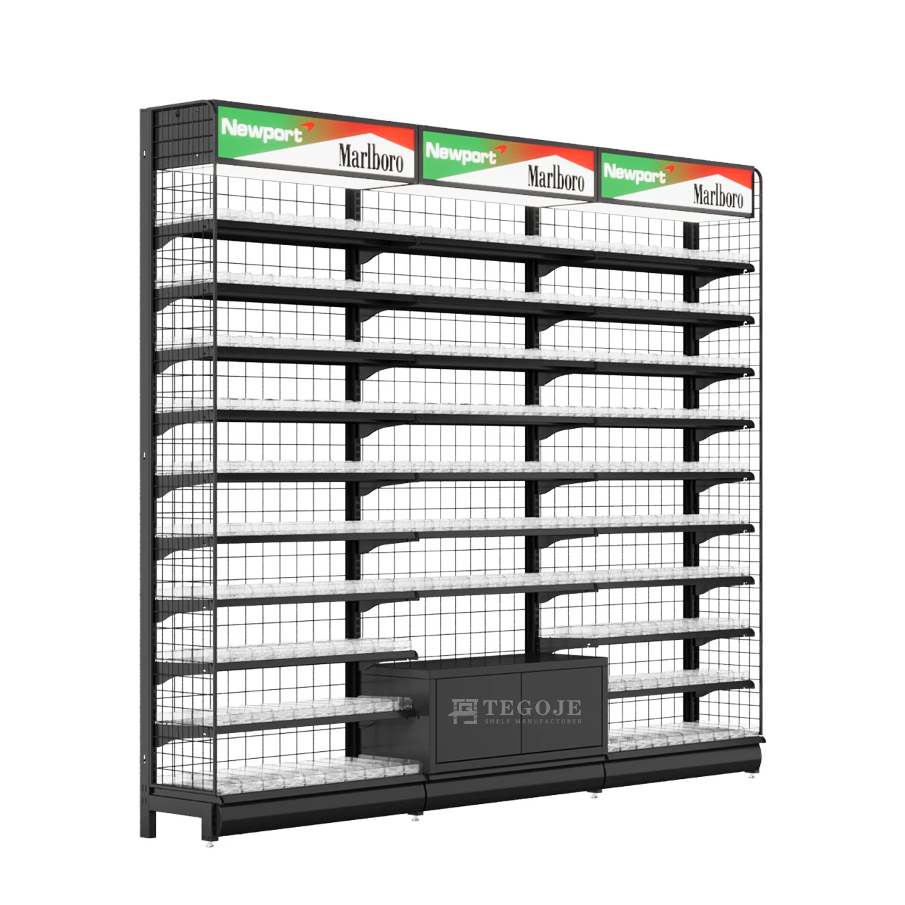 Adjustable Shelf Cigarette Cabinets for Retail Display