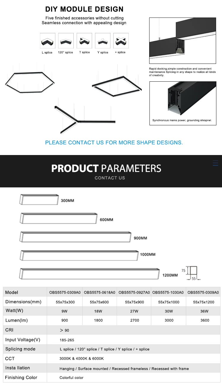 Customized 8ft 4ft Led Shop Light Fixture Linkable Seamless Connection ...