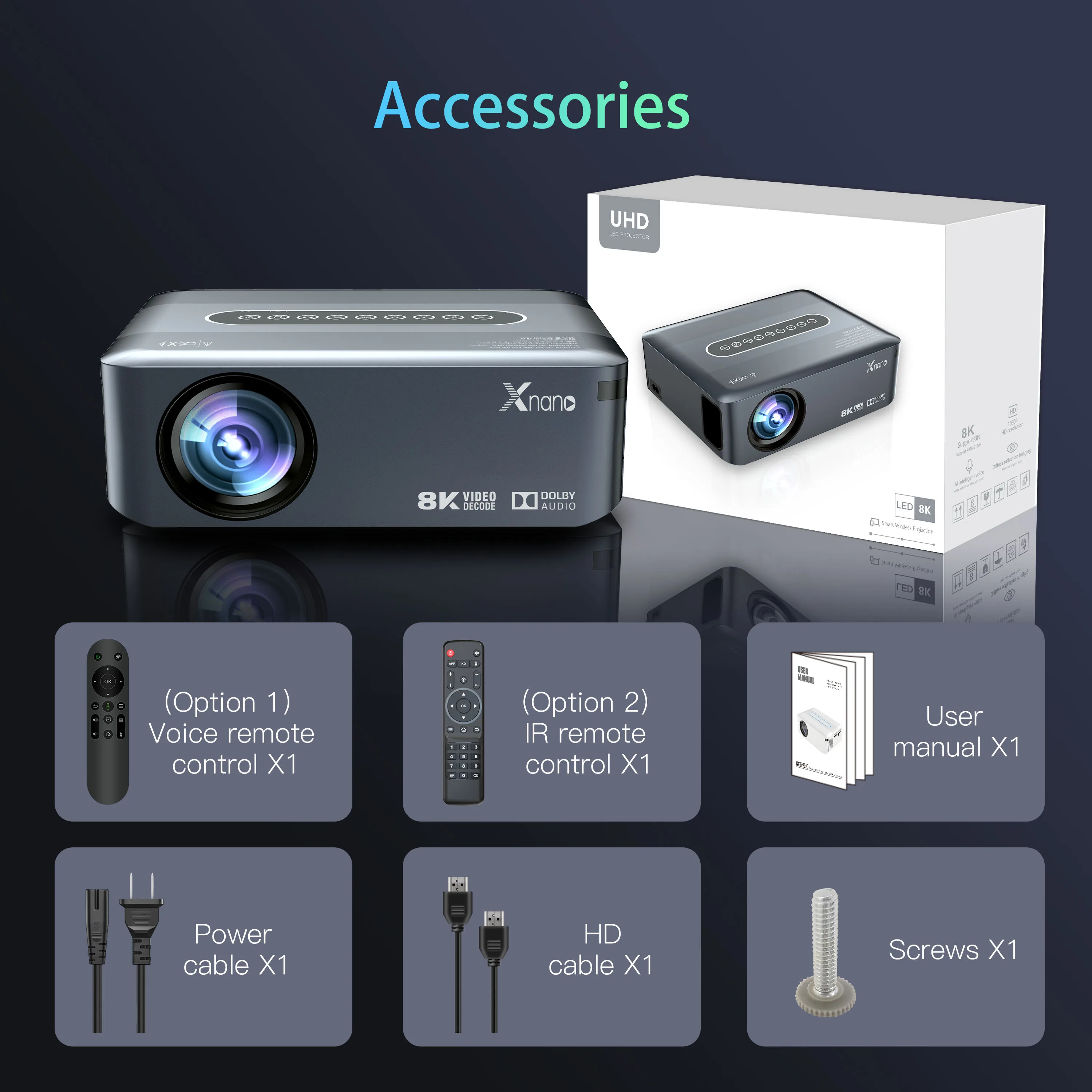 X1 Home Theater Projector Native 1920*1080p Android 9.0 8k Decoding ...