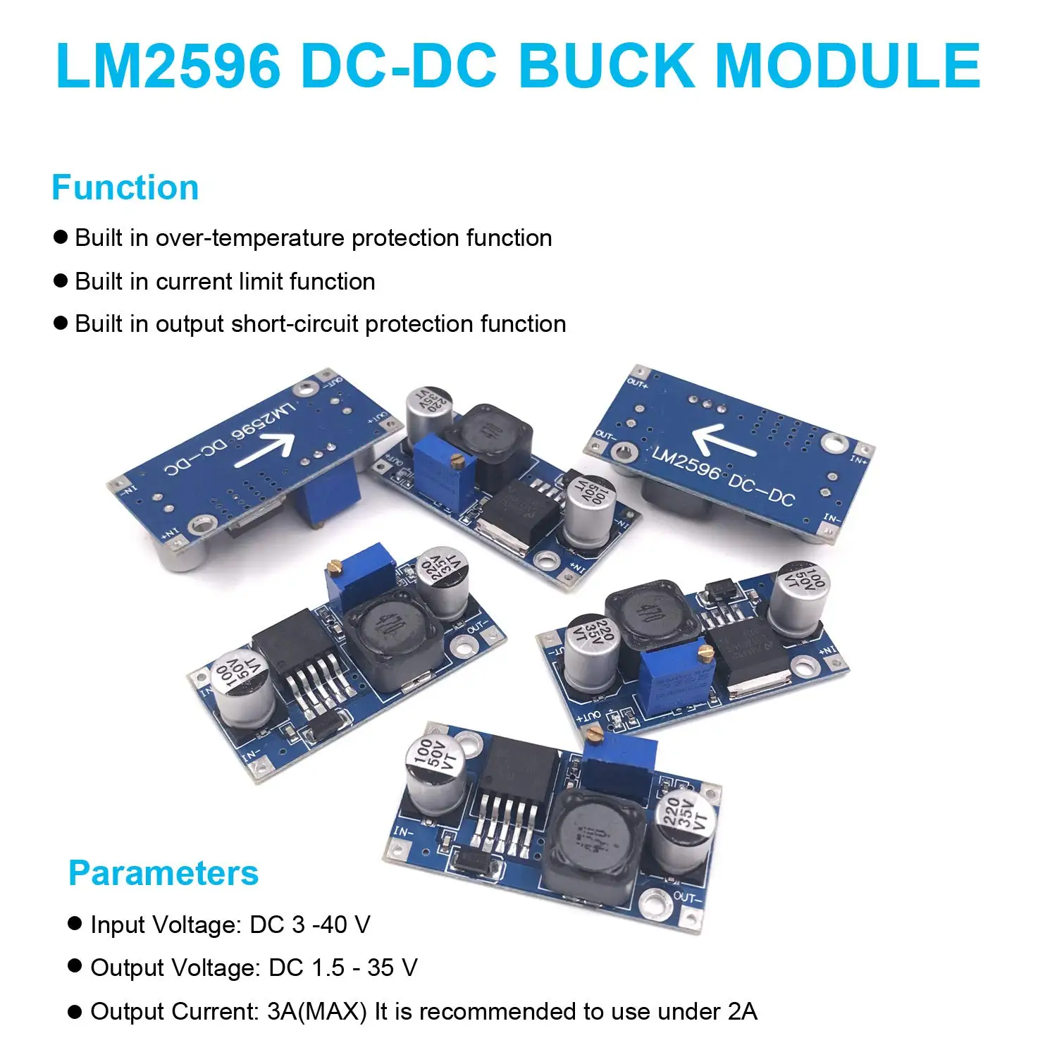 LM2596 DC-DC Buck Converter - Step down Module Power Supply
