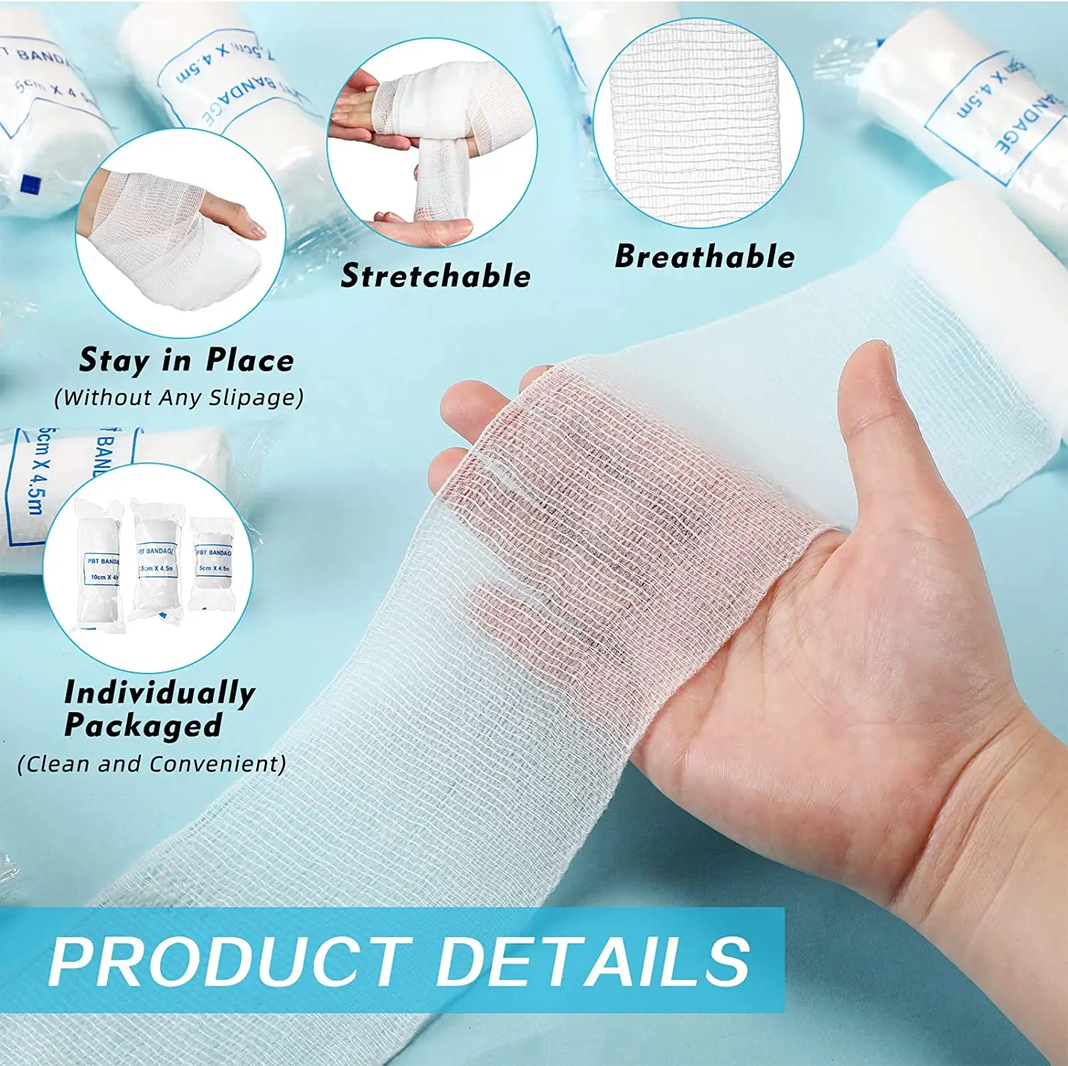 Medical Cotton Sterile Gauze PBT Bandage Wrap for Wounds