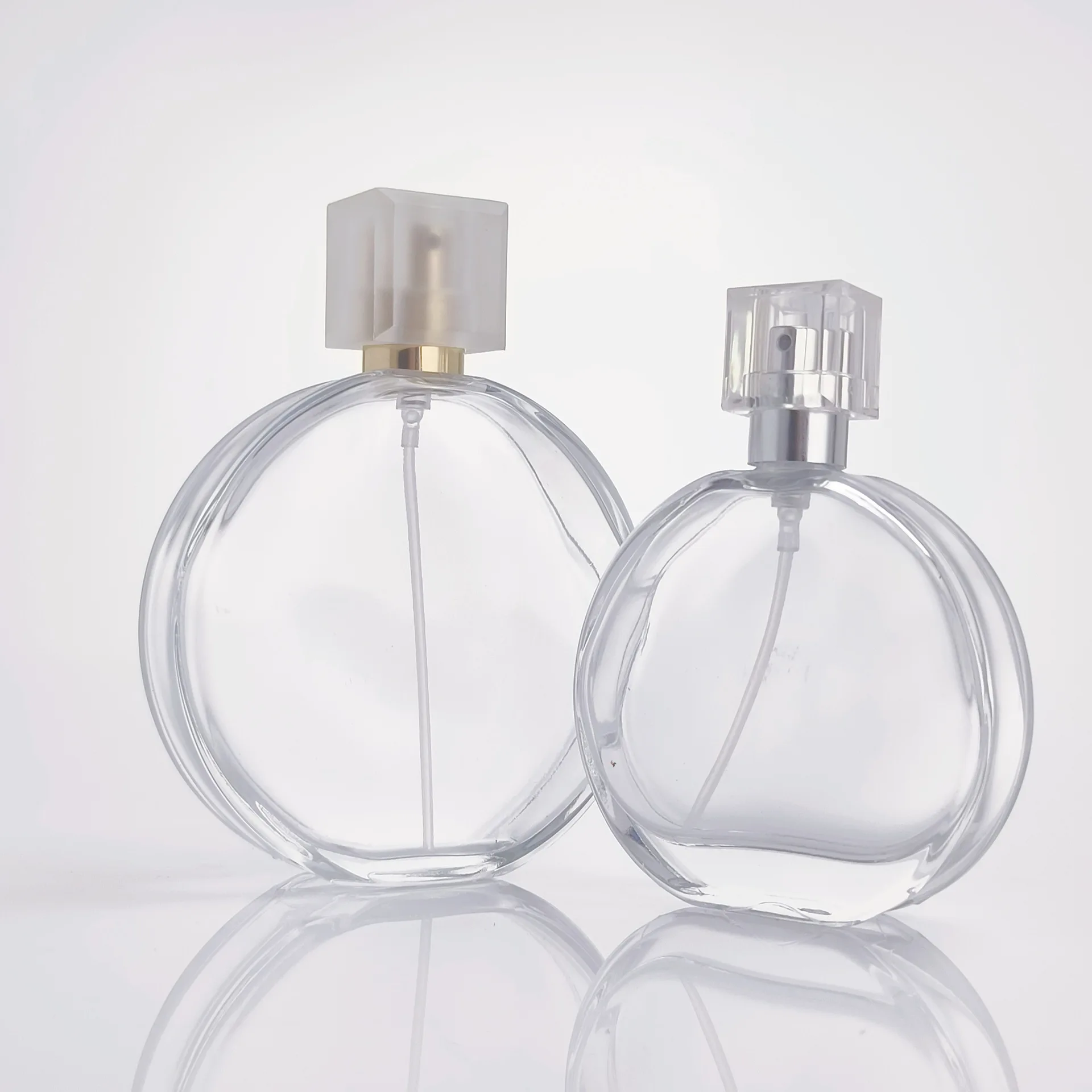 Wholesale 100ml Six-sided Perfume Bottles Empty clear Round 50ml Custom ...