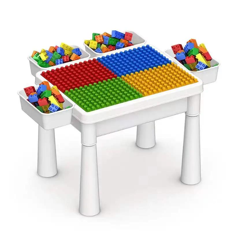 New Design Kids Learning Playing Plastic Toy Building Blocks Table With ...