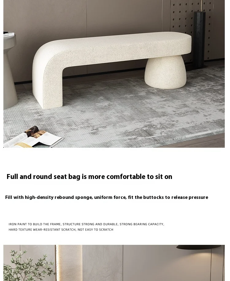 Modern Luxury Cream Velvet Ottoman Stool for Home Use As Bed Tail Bench ...