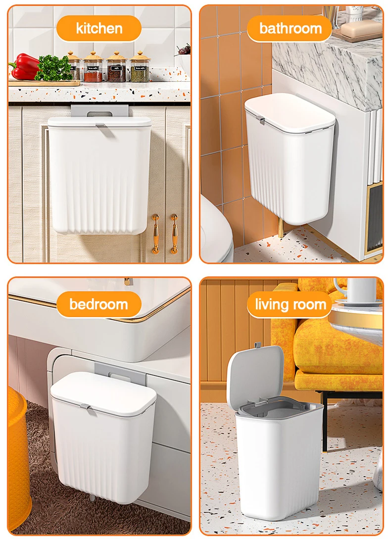 9L Wall Mounted Kitchen Waste Bin Logo Custom Garbage Bin Pp Household ...