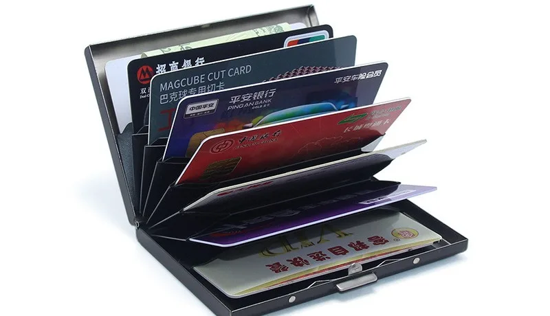 Matte Black Stainless Steel Card Wallet Pvc Divider Inside With 10 Card ...