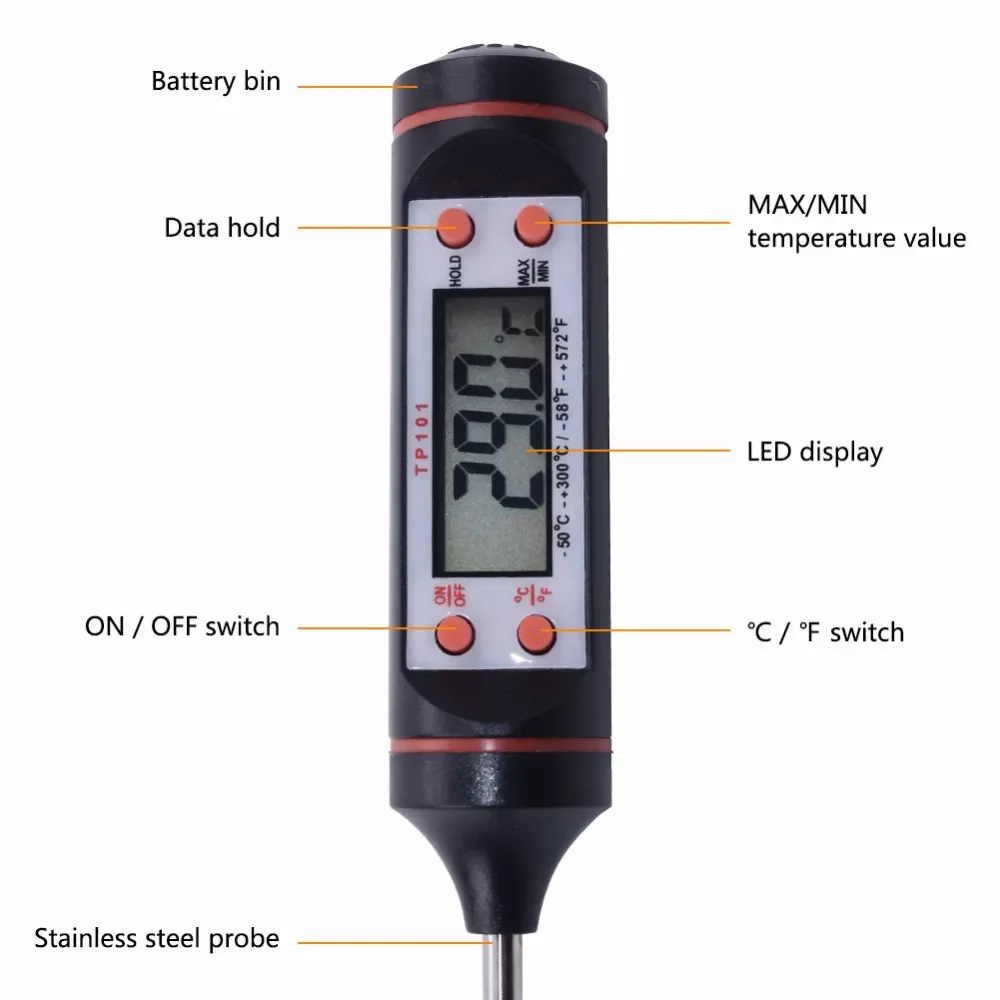 Liquid Kitchen Oil Thermometer TP101 - Precision & Reliability