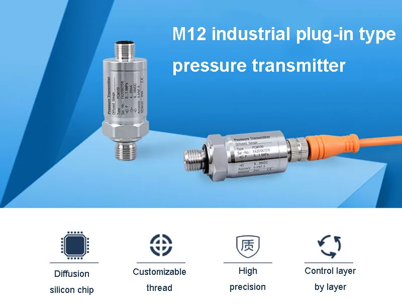 M12 Connector Strain Gauge Flush Membrane Pressure Transmitter M12 ...