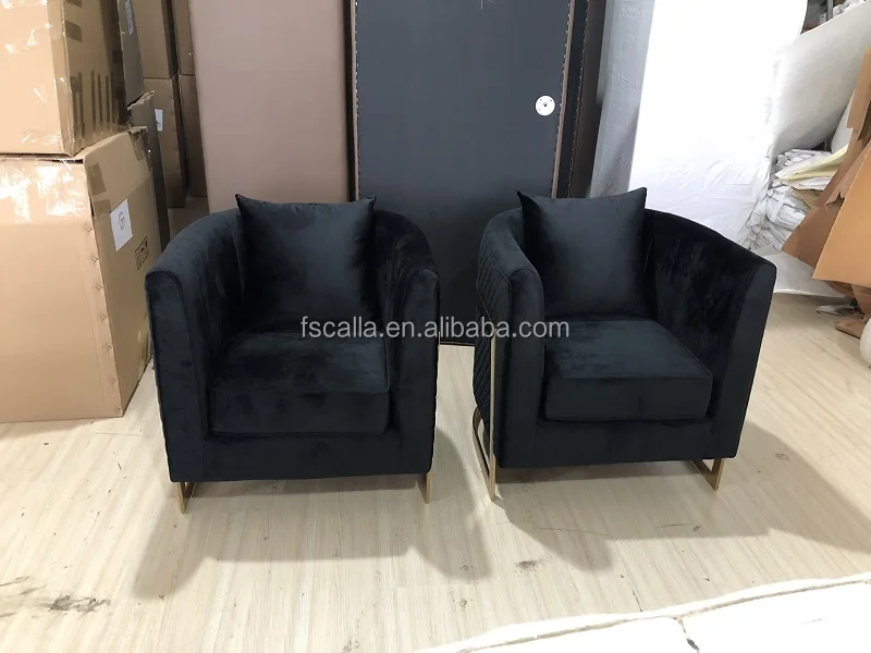 Modern Velvet Upholster Accent Chair with V Shaped Frame