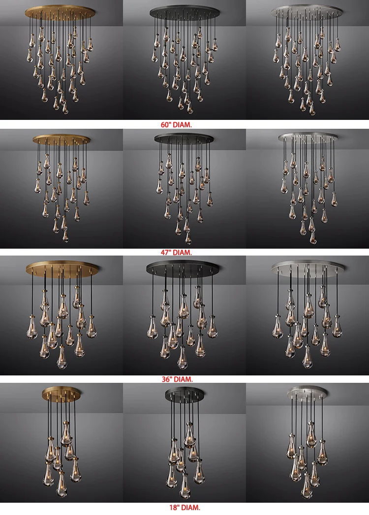 Stair Crystal Raindrops Chandelier Lighting Round Large Pendant Light ...