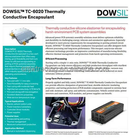 Dowsil Tc-6020 With A Thermal Conductivity Of 2.0 Or Higher - Buy Dowsil Tc-6020 Sealant,Dowsil ...
