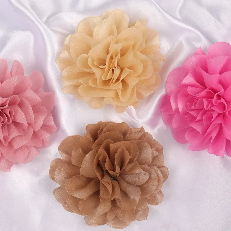 2023 11.5cm Big Size Chiffon Fabric Flower Wedding Decoration Silk Rose ...