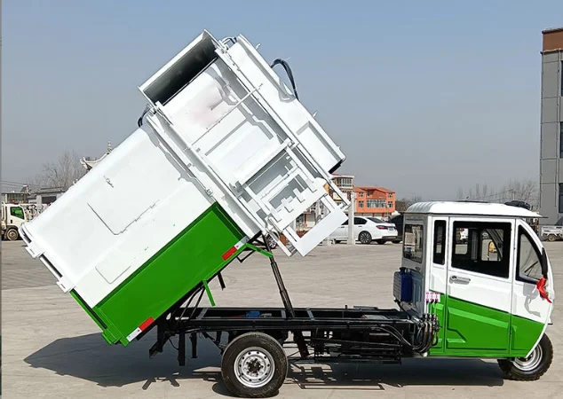 Electric Garbage Collection Truck Battery Powered Side Tipping Garbage ...