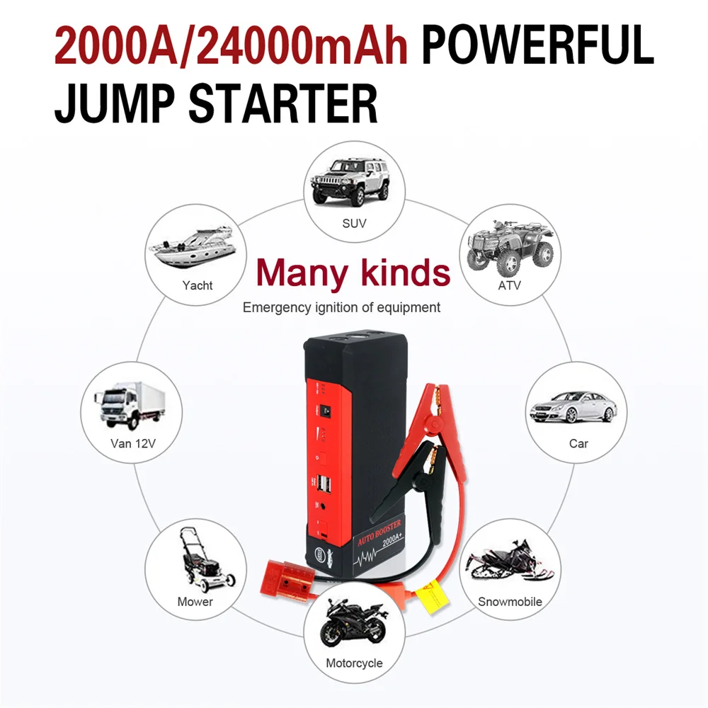 Matec Ms400 Car Jump Starter 2000a 24000mah 12/24v Diesel Auto Jump ...