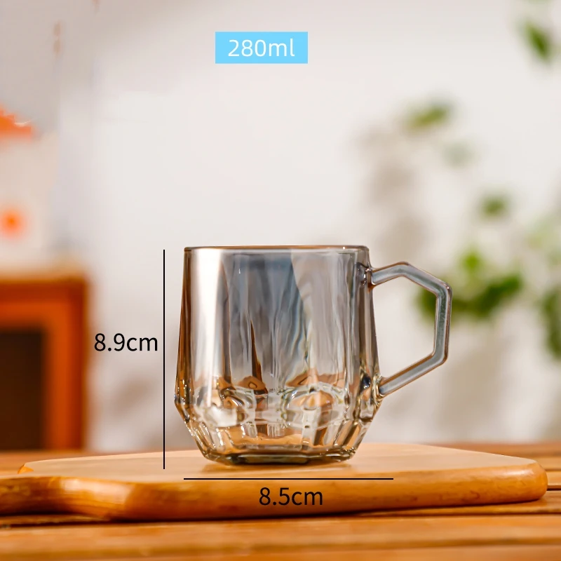 Hot Selling 280ml Fashion Hexagon Juices Cups Glass Water Cup High Quality Glass Cup With Handle ...