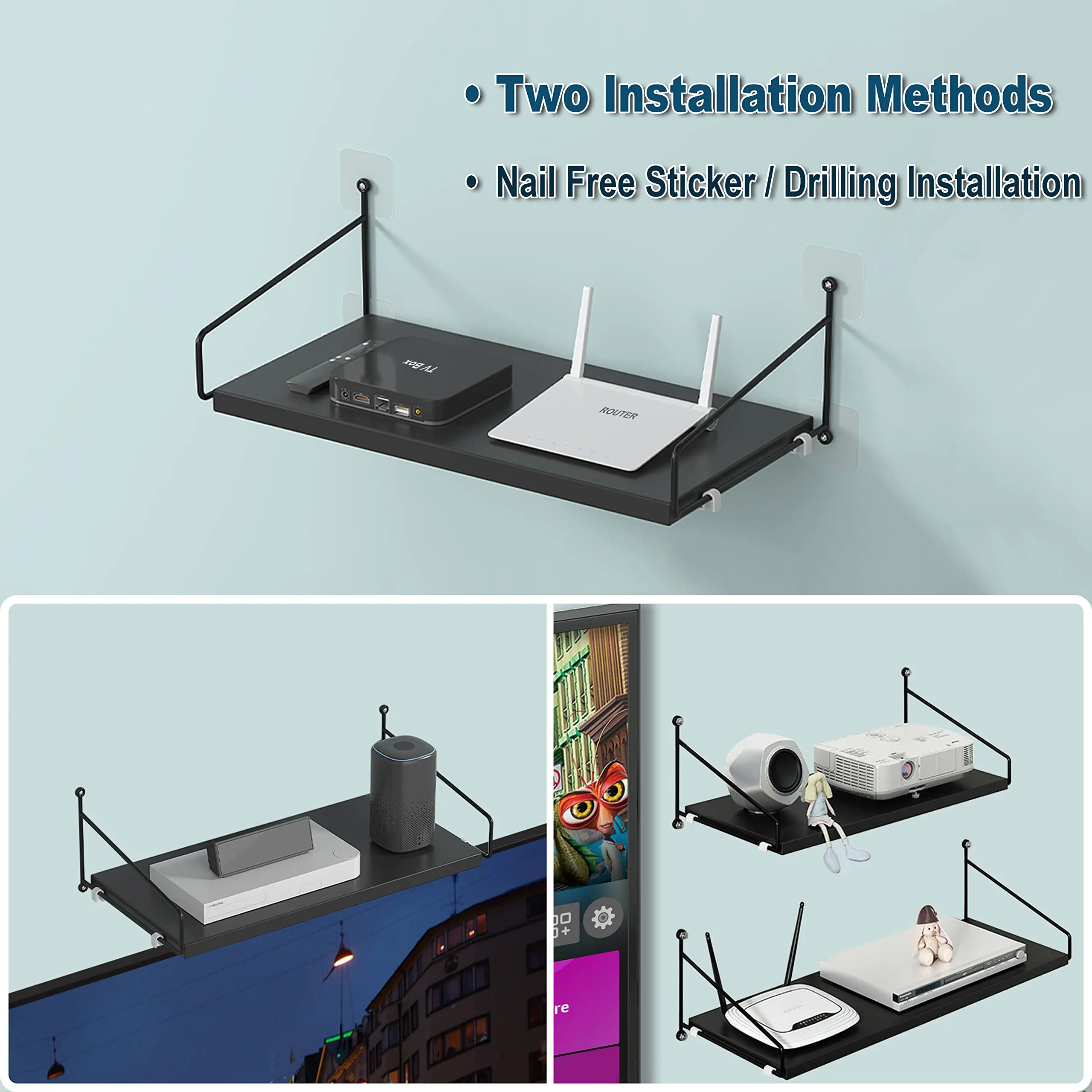 Floating Shelf for AV Device/projector/cable Boxes/wifi Router