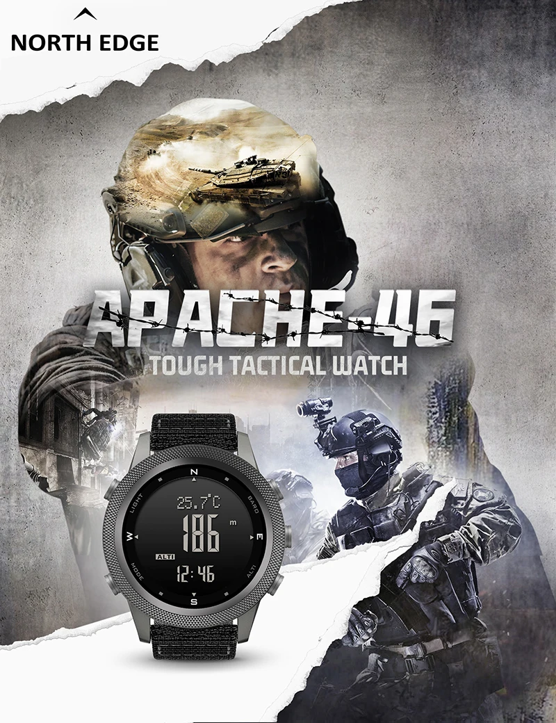 NORTH Edge APACHE46 Men's Digital Sports Watch with Altimeter ...