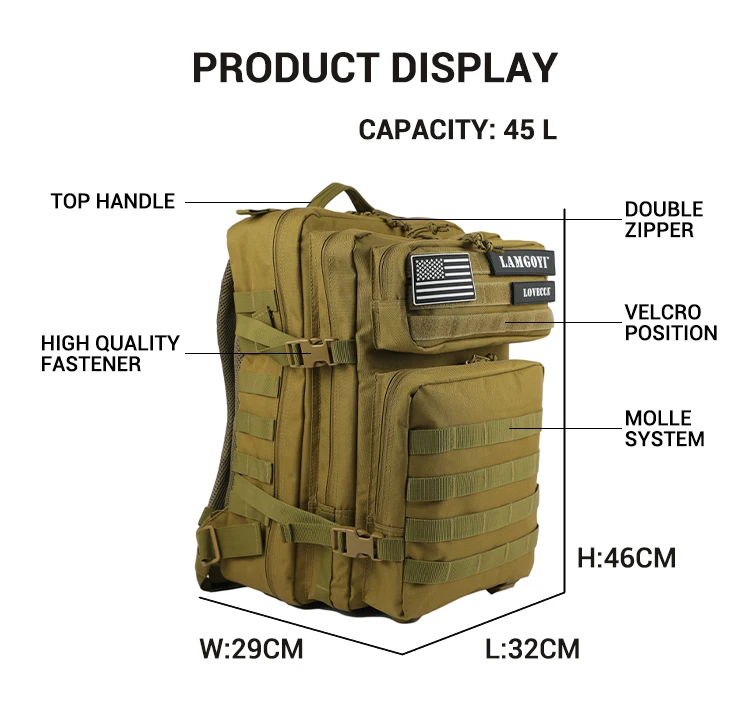 Custom Tactic Multiple Color 900d 45l Waterproof Molle Gym Bag Mochila ...