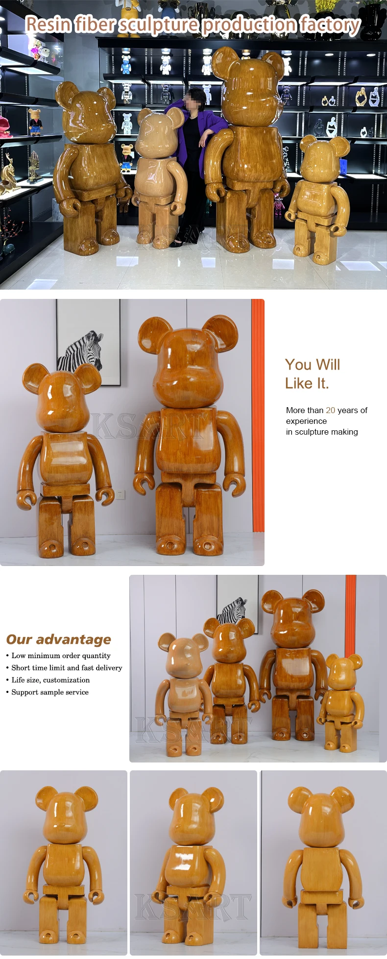 Decorative Resin Craft Gift - Large Bear Brick Statue