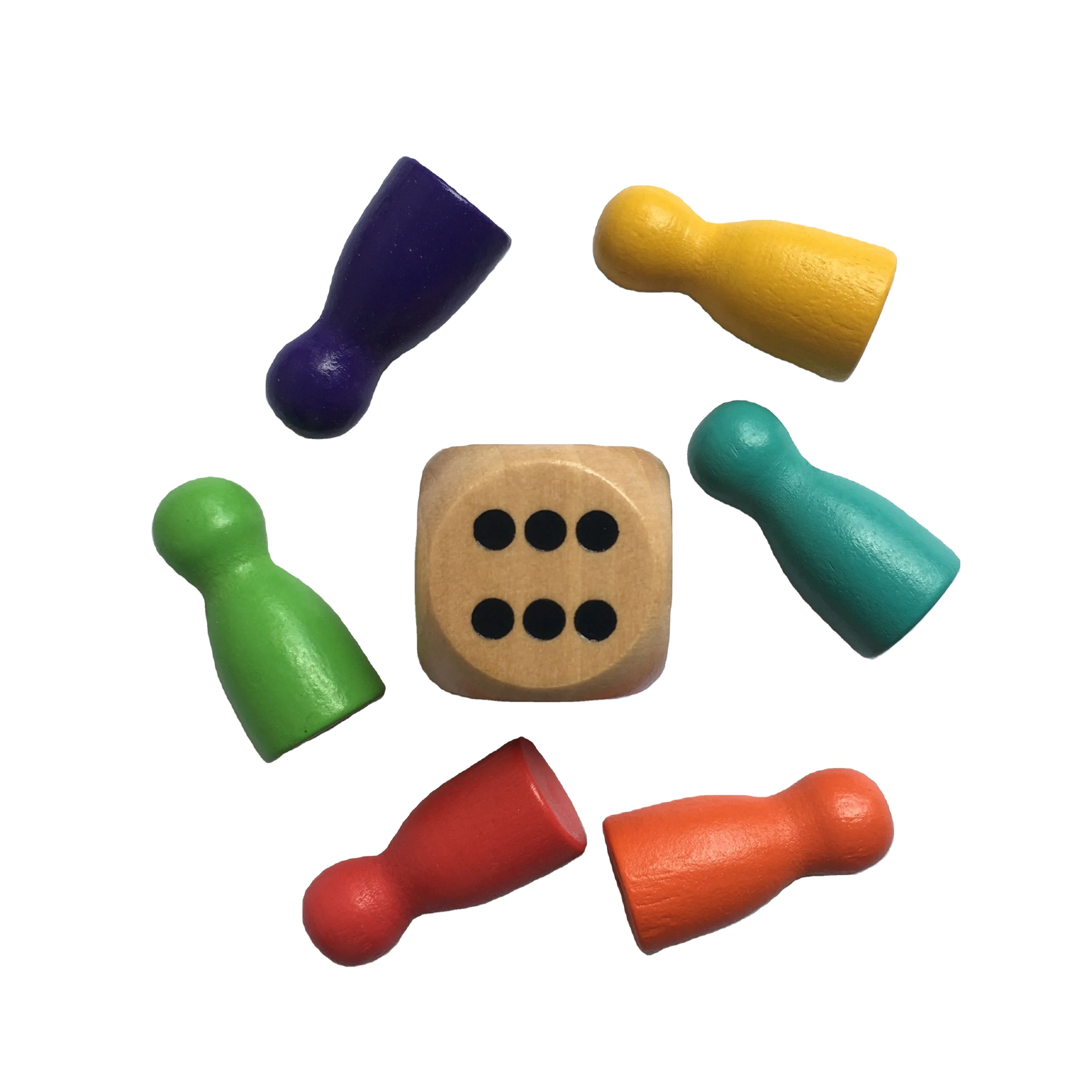 12*25mm & 16mm Colorful Wooden Pawns And Dice Set For Board Game ...
