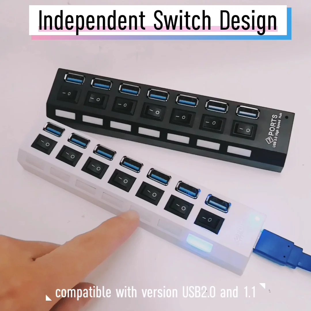 High Speed Multi Usb Splitter Power Adapter 4/7 Ports Multiple Expander ...