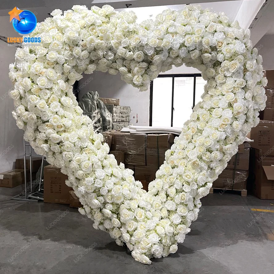 LFB2073 White Rose Wedding Arch Backdrop Flower Arrangement Wedding ...
