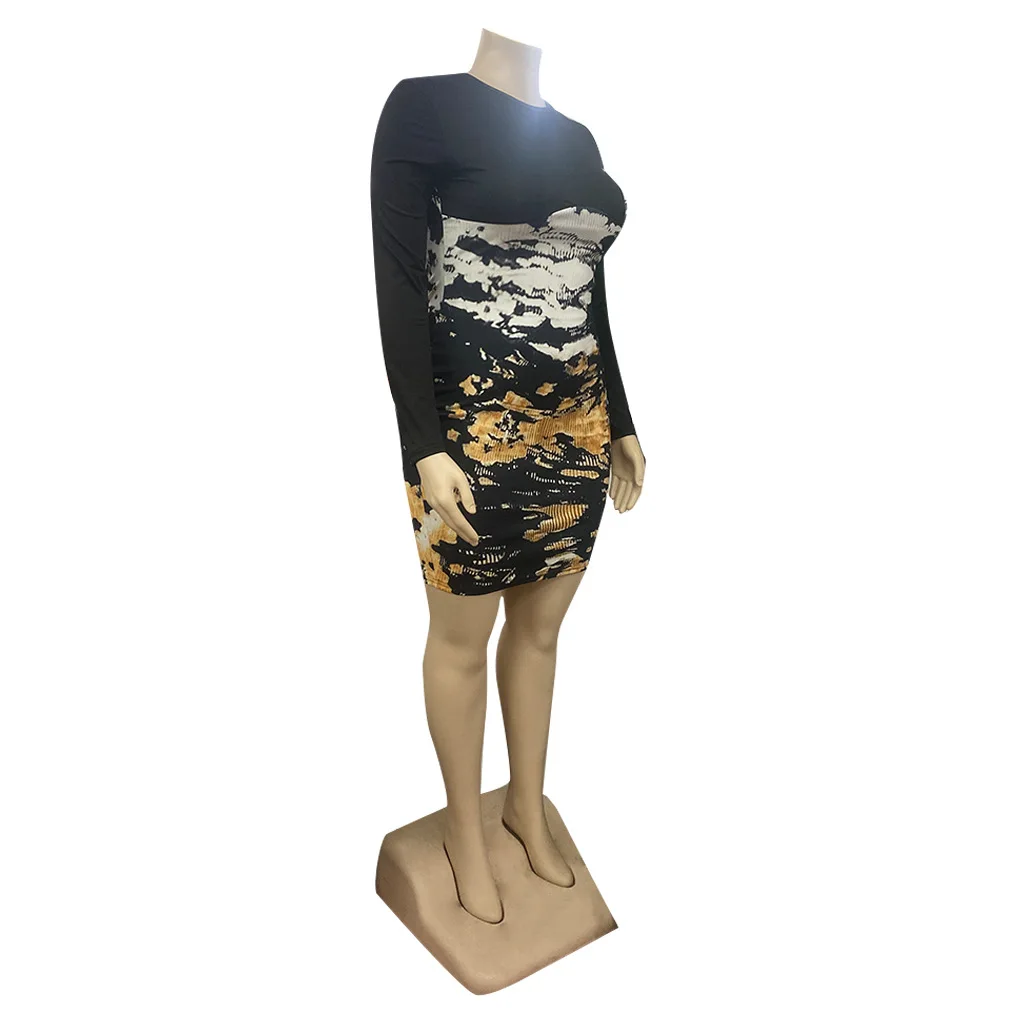 D230017 Latest Plus Size Dress Fitness Long Sleeve Casual Women Bodycon ...