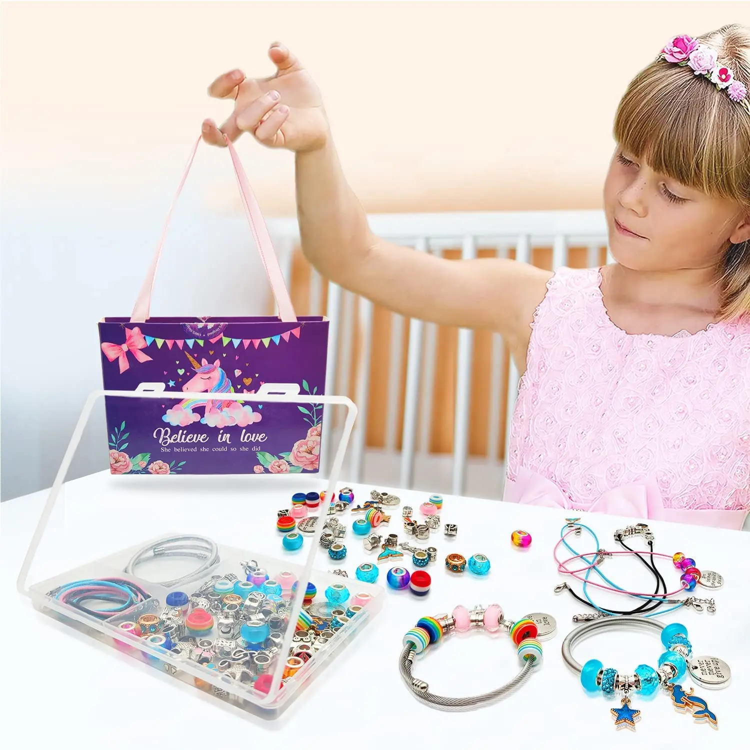 Custom Diy Tween Girls Beaded Bracelets Jewelry Making Kit Arts And ...