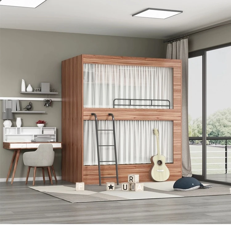 Modern Iron Capsule Bunk Bed Double Decker Space Bunk Bed With Curtain ...