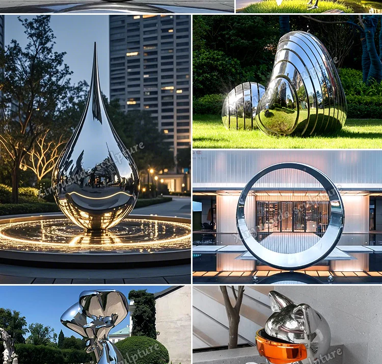 Custom Large Metal Ring Outdoor Park Waterscape Sculpture Mirror ...