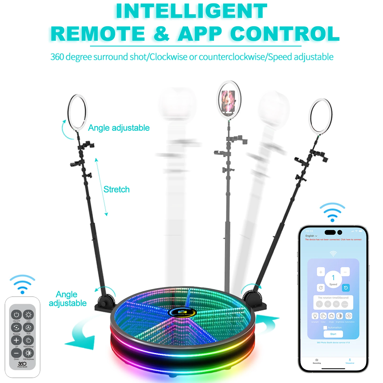 New Adjustable 360 Mirror Tempered Glass 360 Degree Photo Booth Ipad ...