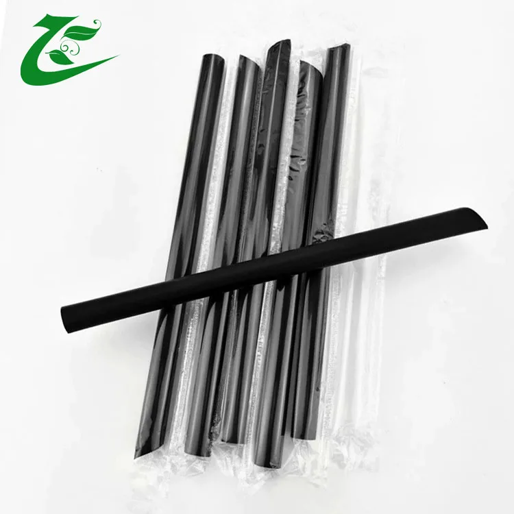 Bubble Tea Straw Individually Wrapped Plastic Disposable Black Boba ...