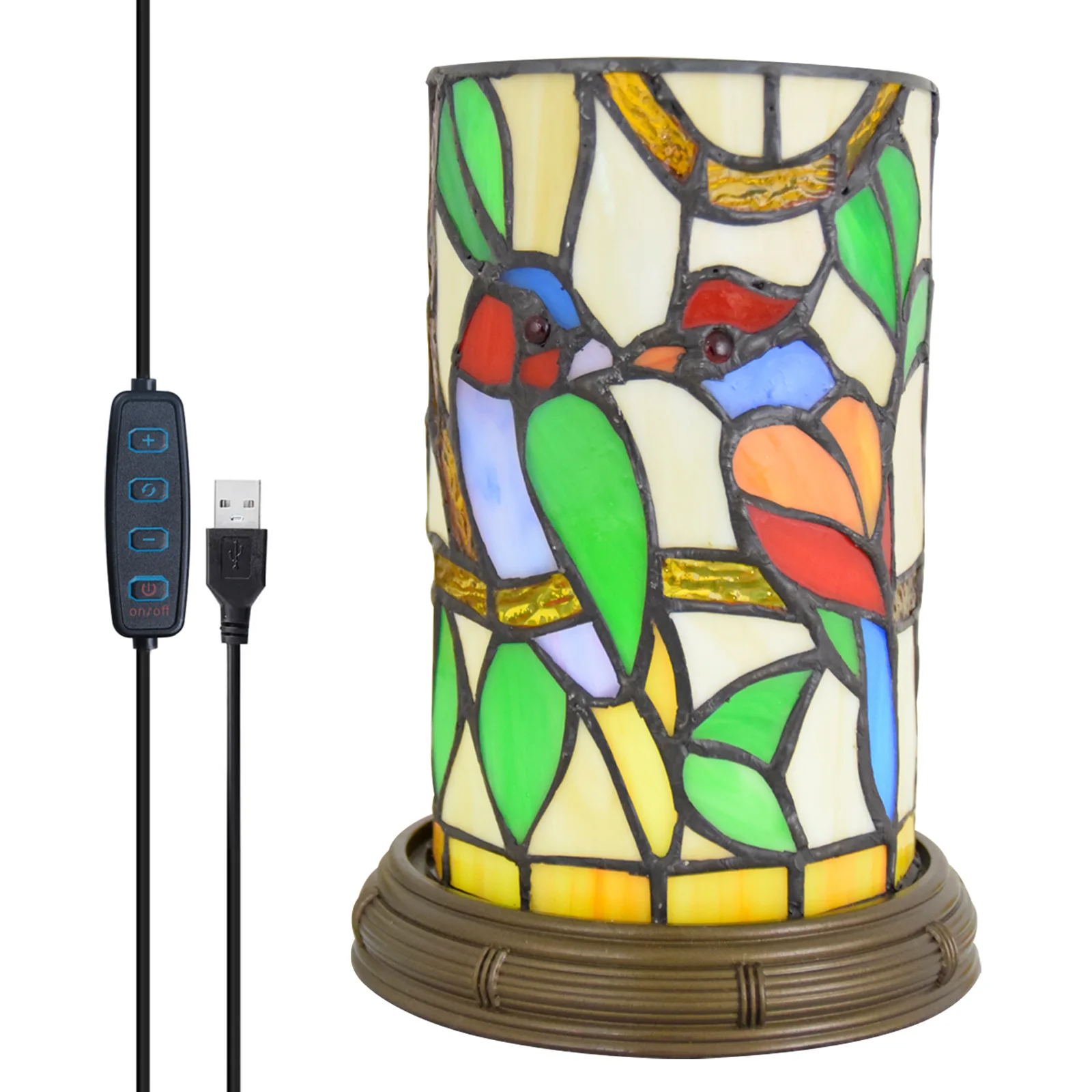 Creative Tiffany Chinese Handmade Colored Glass Table Lamp Led Three ...