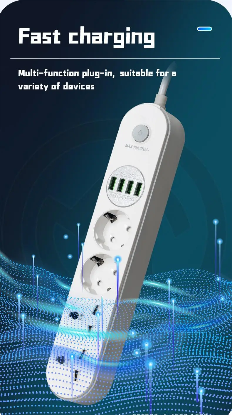 New Smart Power Strip Eu With 4 Socket Outlets Extension Wall Socket ...