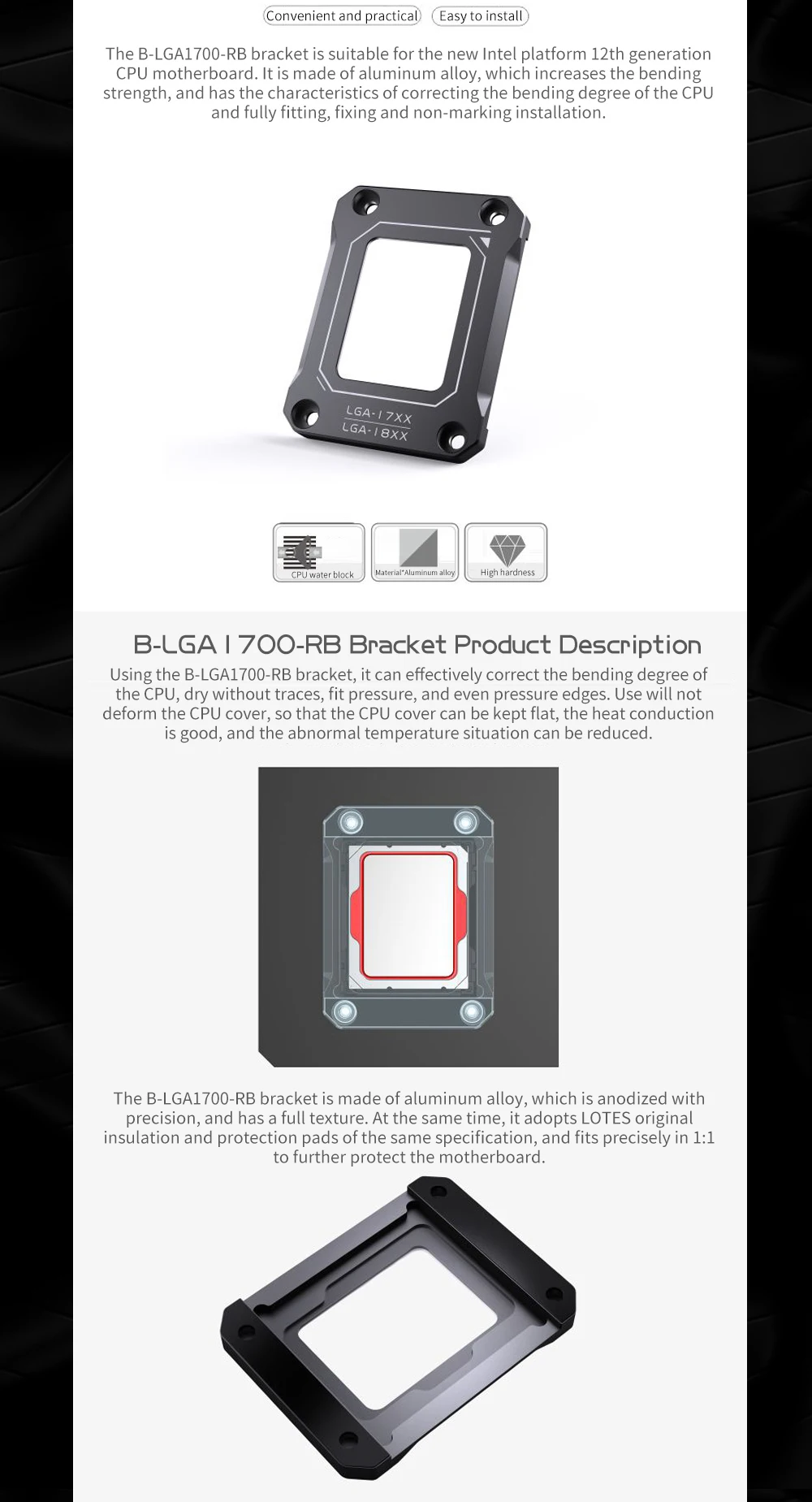 Bykski CPU Anti-Bend Cover - LGA 1700 Bending Correction Frame