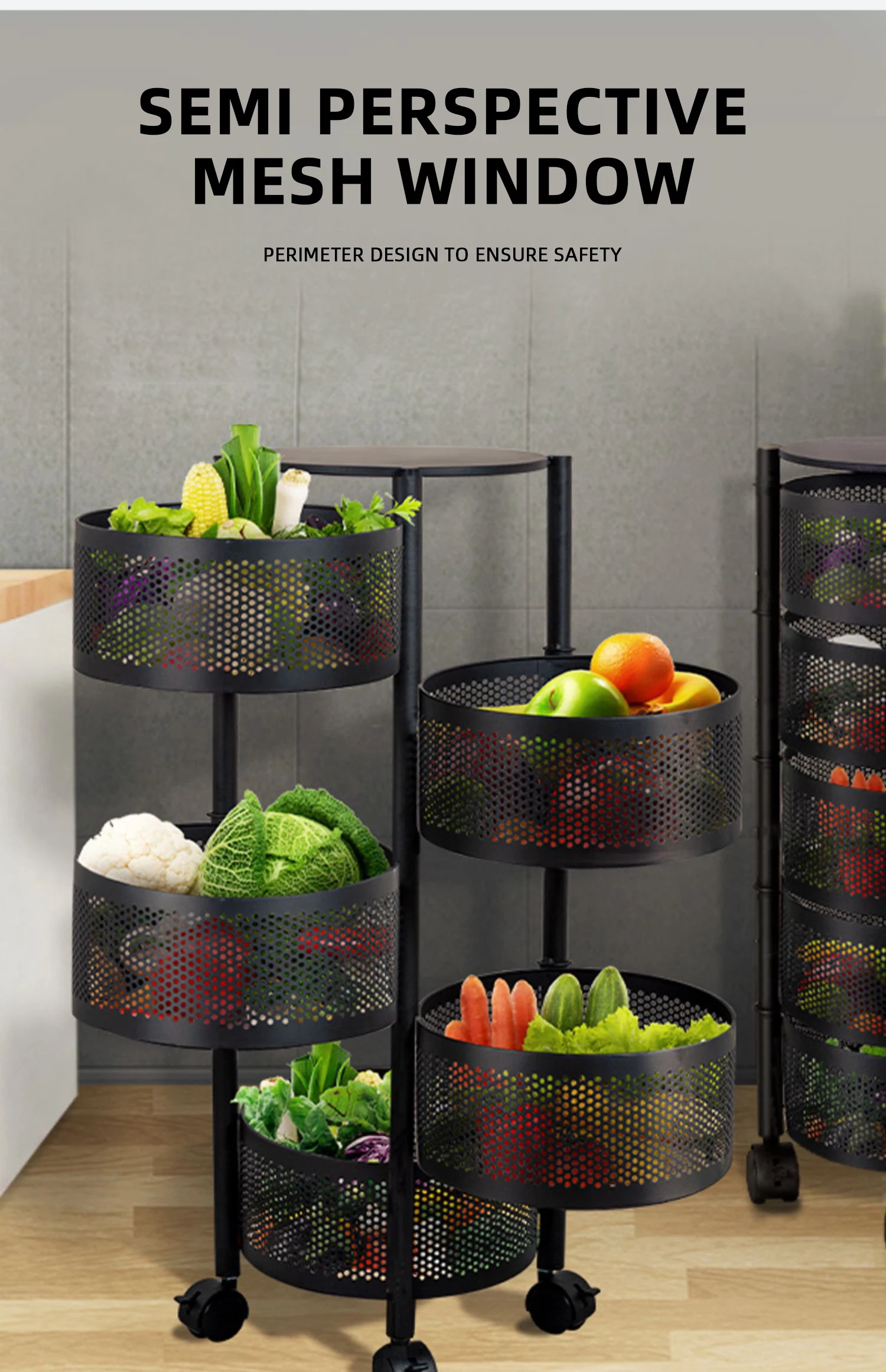 5 Tier Kitchen Rotating Shelf - Efficient Storage Solution