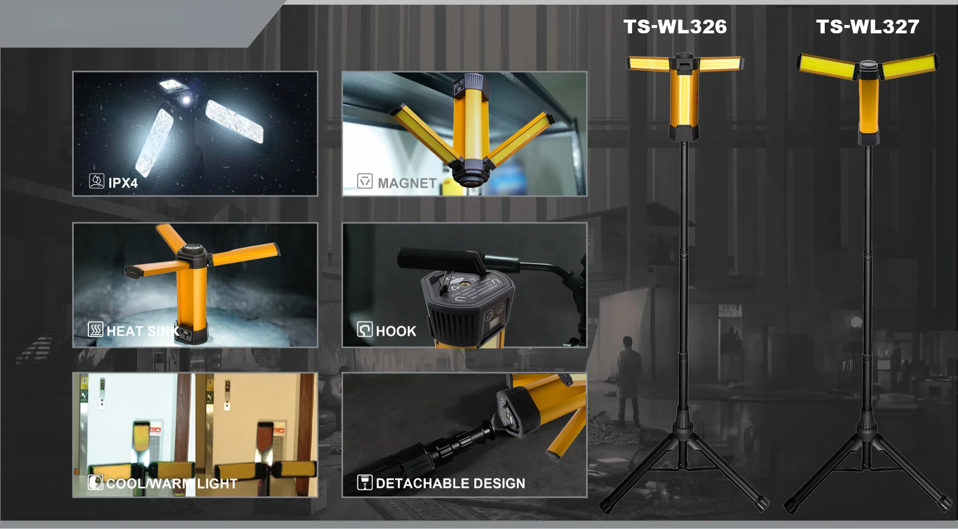 3 Panel 2500lm Aluminum Alloy Tripod Worklight - Rechargeable LED