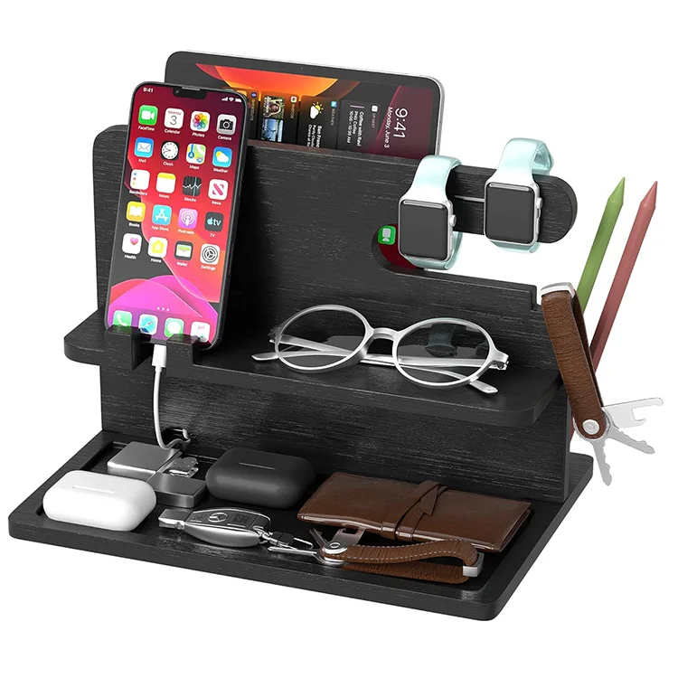Bamboo Phone Charging Docking Station - Organizer & Holder