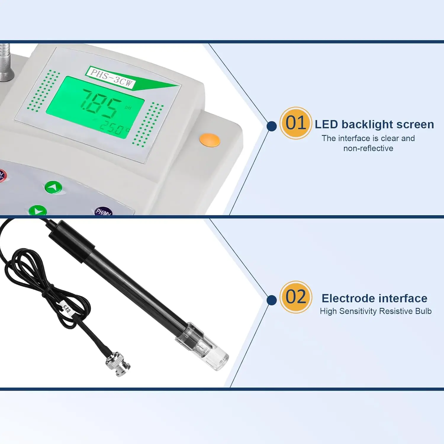 Lab Benchtop pH Meter - Digital Bench Top pH Meter and Electrode ...