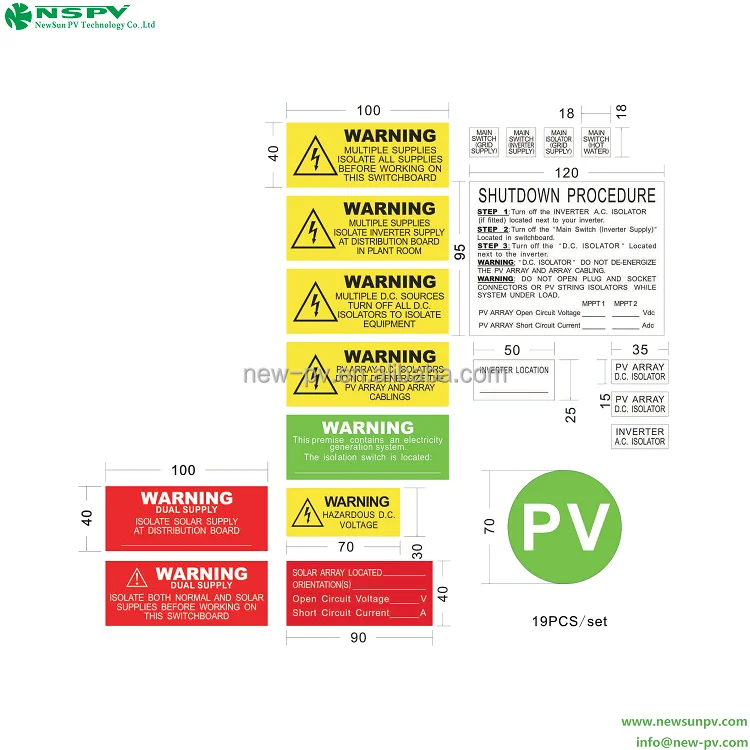 Solar Warning Labels - ABS PV Safety Stickers for PV Systems