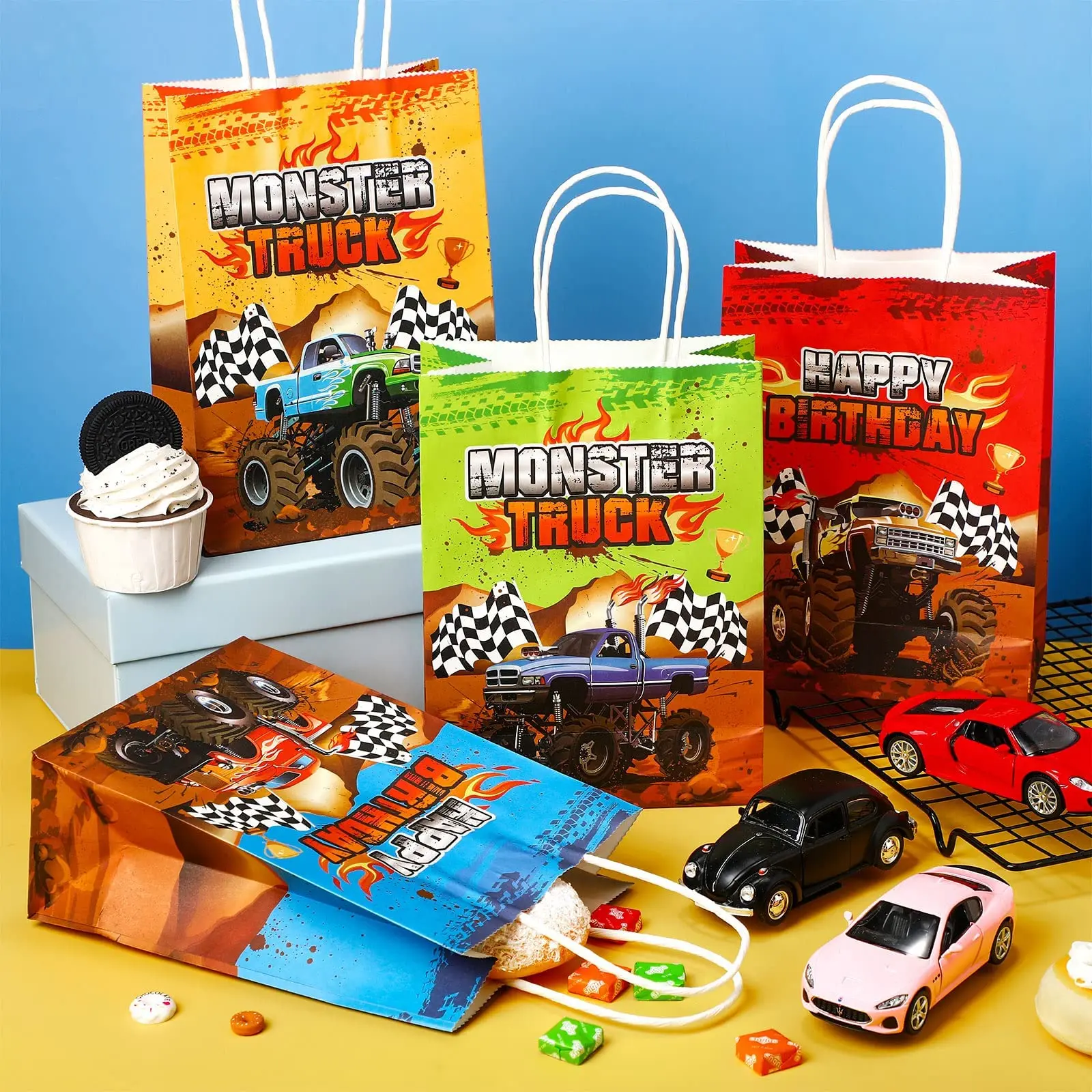 Customize Monsters-truck Party Favor Bags Racing Trucks Goody Treat ...