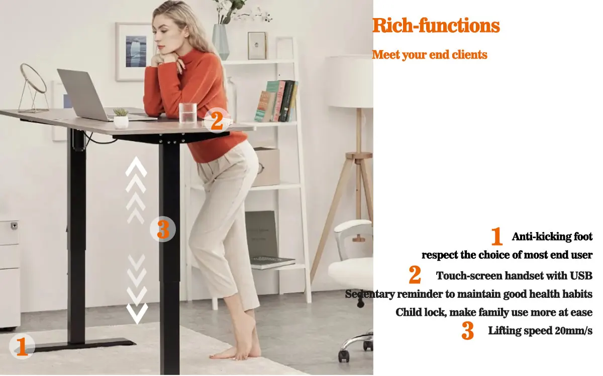 E-commerce Version Table Top Included Single Motor Electric Height Adjustable Table Sit Stand ...