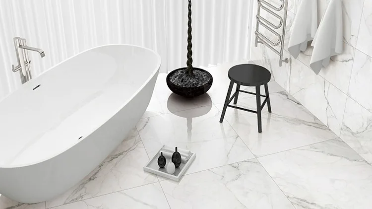 Statuario Plus White And Grey Vain Marble Floor Tile Glazed Matte ...
