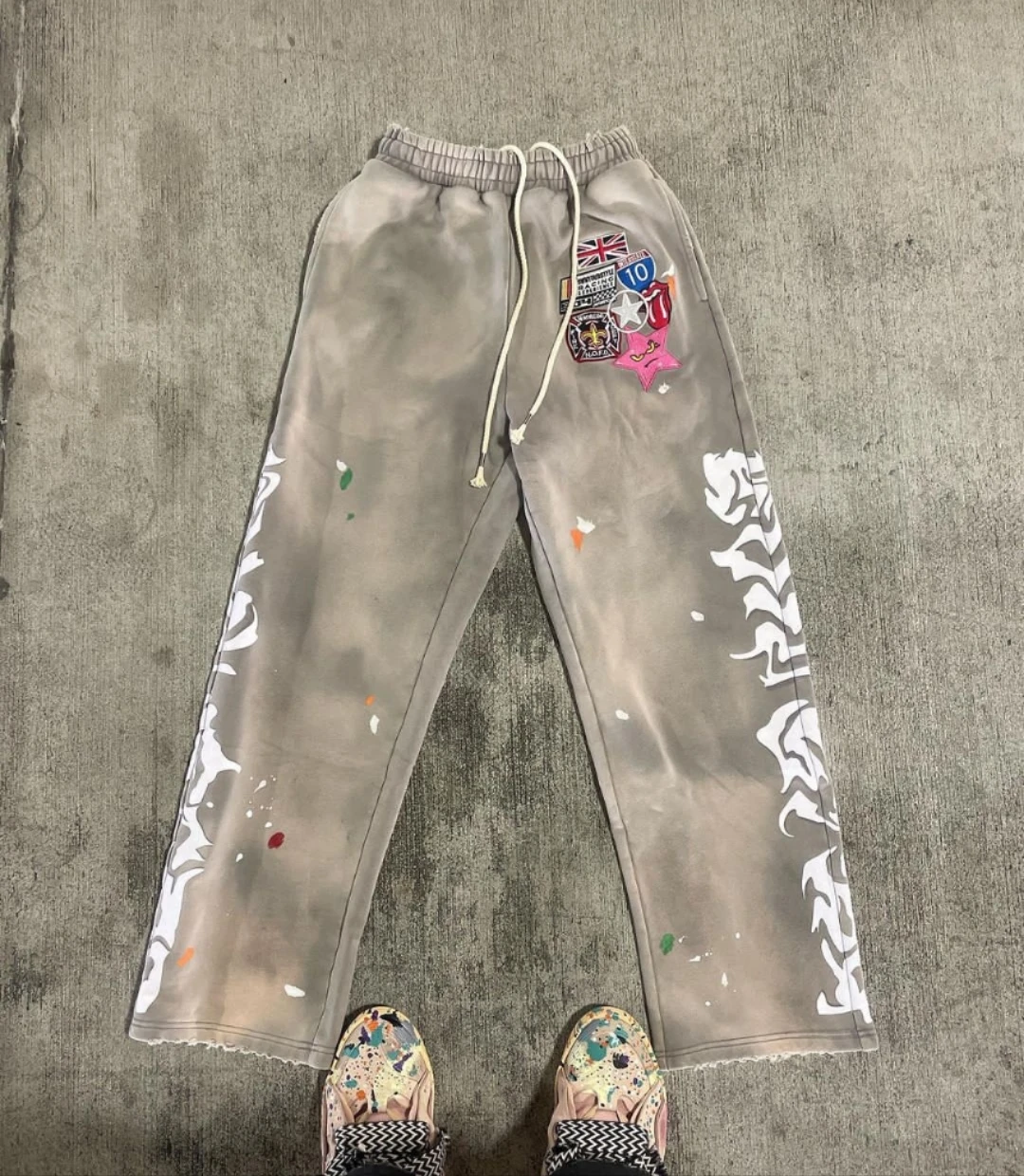 Custom Joggers Applique Graphic Embroidered Patches Slogan Straight ...