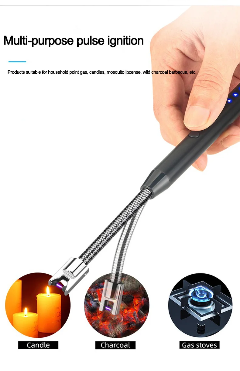 Long Bendable Neck Button Upgraded Lighter USB Lighter Electric Arc ...