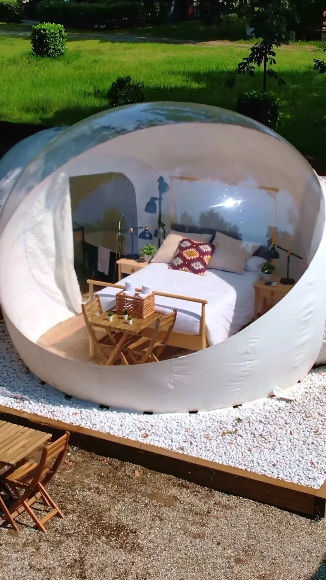 Transparent Inflatable Dome Bubble Tent Outdoor Stargazing Glamping Steel Frame Tunnel Bubble ...