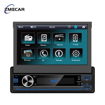1 Din Android Car Mp5 Radio Autoradio 7'' Automatic Retractable Screen Gps Wifi Bt Usb Fm Rds ...