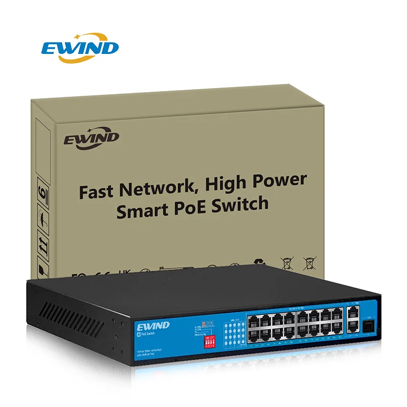 Poe Switch With 16 Poe Ports +2 Gigabit Uplink,802.3af/at 100mbps Poe ...